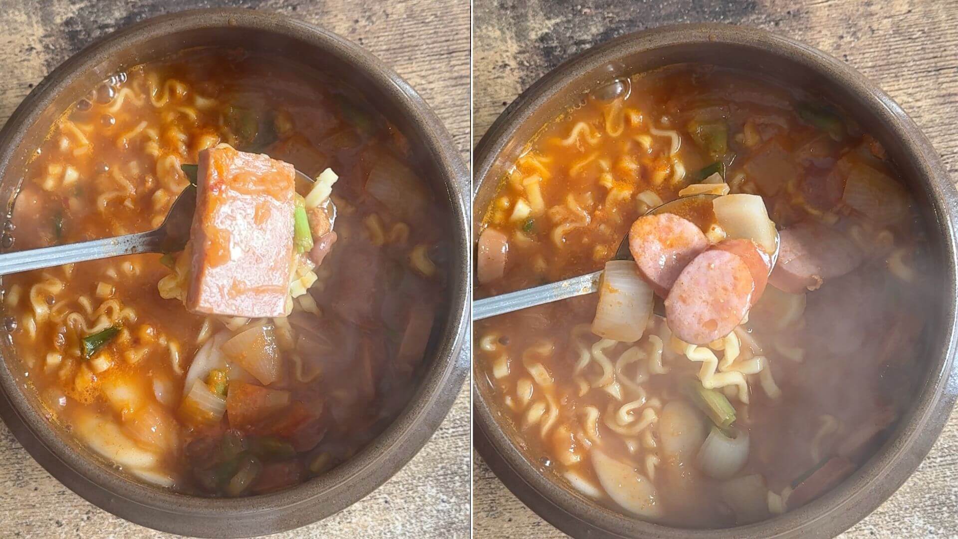 Emart PK Spicy Sausage and Vegetable Soup (Budae Jjigae): Convenient ...